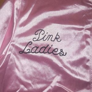 Jackets & Coats | 195s Pink Satin Jacket Neck Scarf Sandy Halloween ...